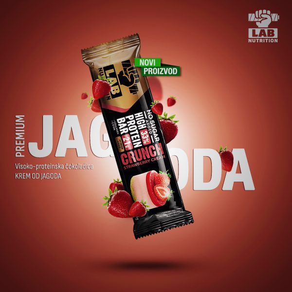 Proteinska Čokoladica - Crunch PREMIUM - Hrskava - JAGODA